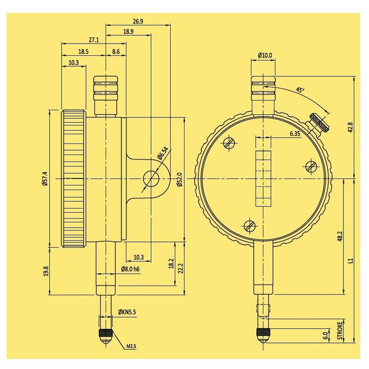 Buy Baker Dial Gauge Mechanical Plunger Type 10mm K02 Online - Technocart