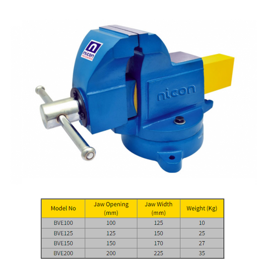 Buy Nicon Unbreakable Steel Body Bench Vise Swivel Base N-186 Online ...